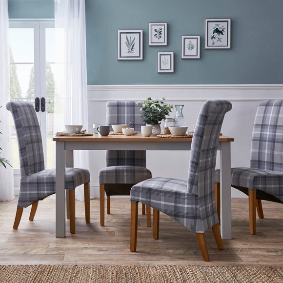 Bromley 4 Seater Rectangular Dining Table with 4 Chester Chairs, Grey ...