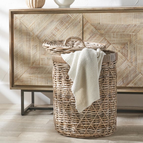 Round Rattan Laundry Basket by Dunelm | ufurnish.com