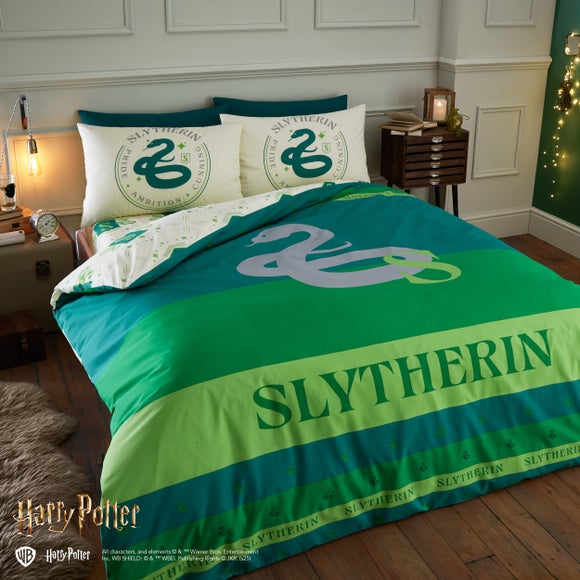 Harry Potter Slytherin Reversible Duvet Cover and Pillowcase Set by ...