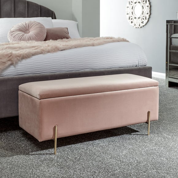 Mystica Velour Ottoman Storage Bench by Dunelm | ufurnish.com