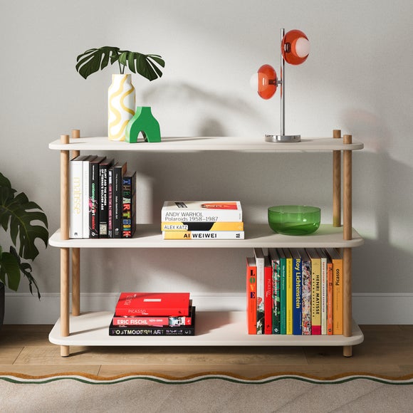 Elements Miller Low Bookcase, Stone by Dunelm | uFurnish.com
