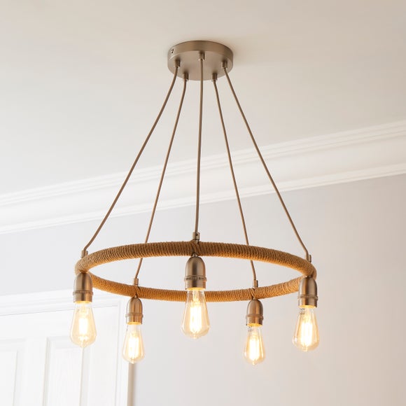 Shelley Rope 5 Light Hoop Ceiling Light by Dunelm | ufurnish.com