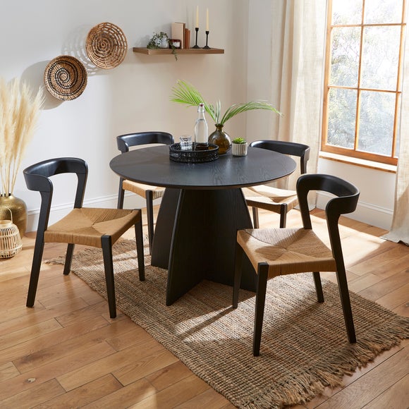 Effy 4 Seater Round Dining Table, Wood Effect by Dunelm | ufurnish.com
