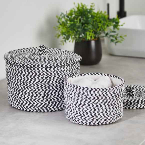 Set of 2 Paper Black Woven Storage Baskets by Dunelm | ufurnish.com