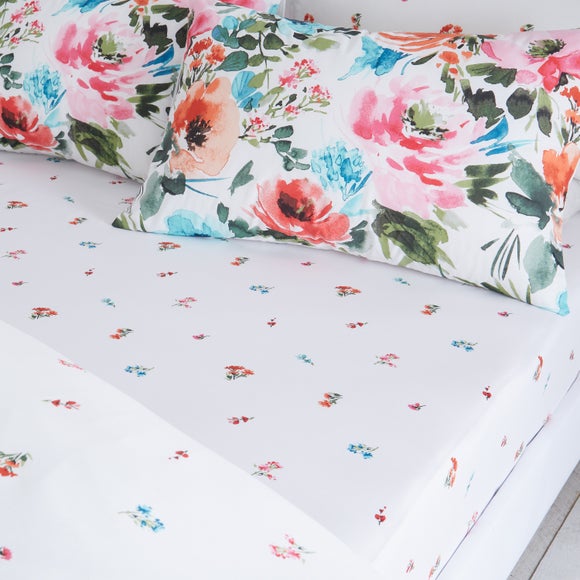 Malin Stem Blooms 100% Cotton Fitted Sheet by Dunelm | ufurnish.com