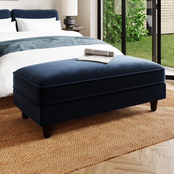 Beatrice Matte Velvet Long Footstool with Storage by Dunelm | ufurnish.com