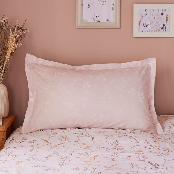 Freya Stem Floral 144 Thread Blush Count 100% Cotton Oxford Pillowcase ...