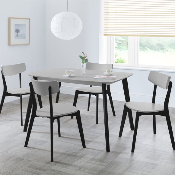 Casa 4 Seater Rectangular Dining Table, Grey and Black by Dunelm ...