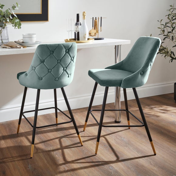 Ariana Bar Stool, Velvet by Dunelm | uFurnish.com