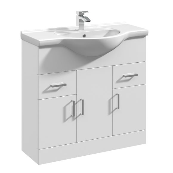 Mayford 3 Door 2 Drawer Vanity Unit with Round Basin by Dunelm ...