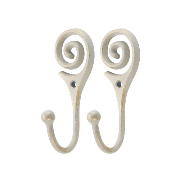 Ivory Vintage Twist Hooks by Dunelm | ufurnish.com