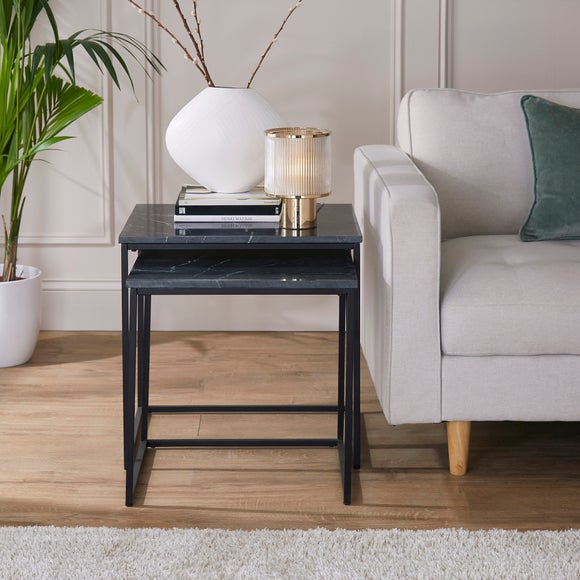Daphne Square Nest of 2 Tables, Real Marble by Dunelm | ufurnish.com