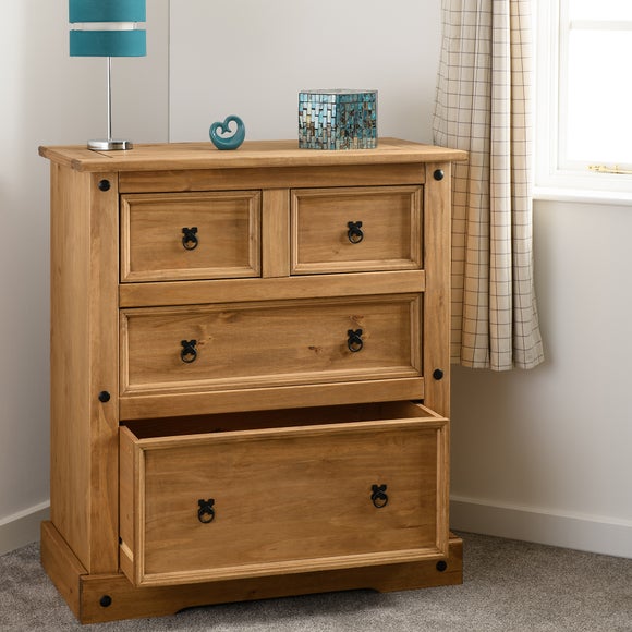 Corona 4 Drawer Chest, Pine by Dunelm | ufurnish.com