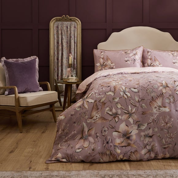 Floella Viola 100% Cotton Duvet Cover and Pillowcase Set by Dunelm | ufurnish.com