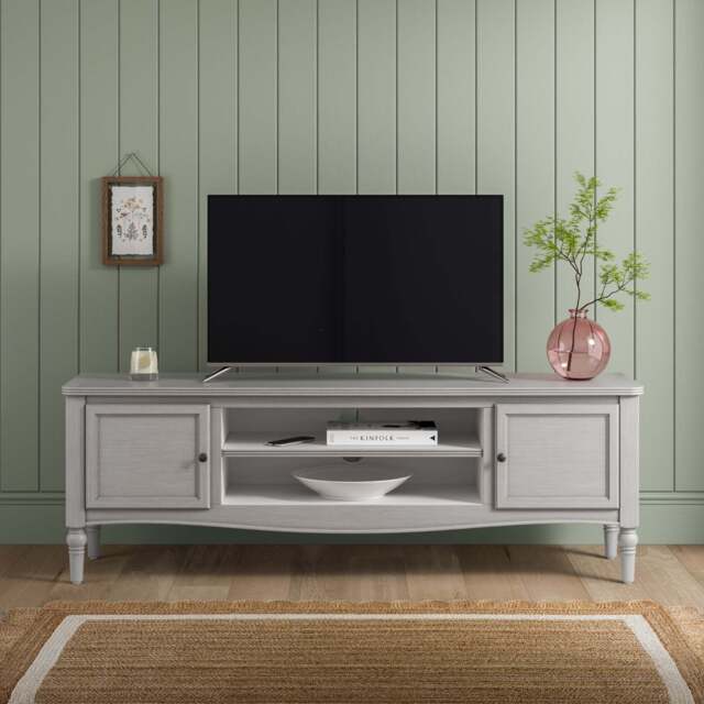 Ariella Wide Tv Unit, Warm Stone for Tvs Up To 67 Stone by Dunelm ...