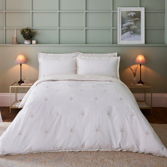Dorma Bee Embroidery 100% Cotton Duvet Cover and Pillowcase Set by ...