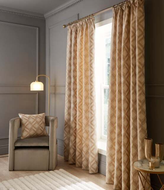 Luxe Jacquard Geo Pencil Pleat Curtains by Dunelm | ufurnish.com