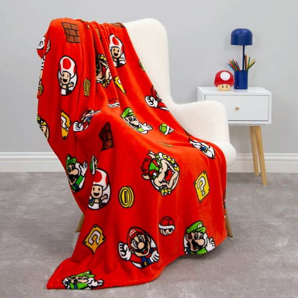 Nintendo Mario Here We Go Again Fleece Blanket by Dunelm | ufurnish.com