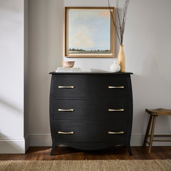 Keiko 3 Drawer Chest, Black Mango Wood by Dunelm | ufurnish.com