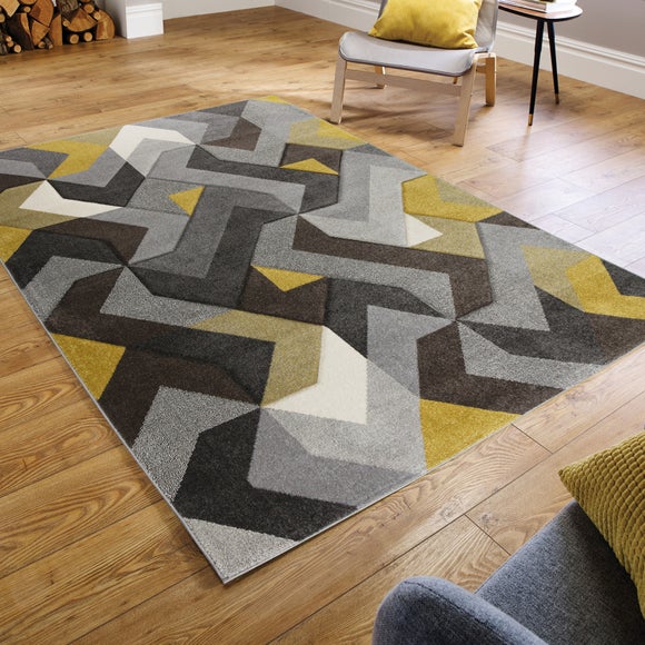 Hand Carved Aurora Geometric Rug by Dunelm | uFurnish.com