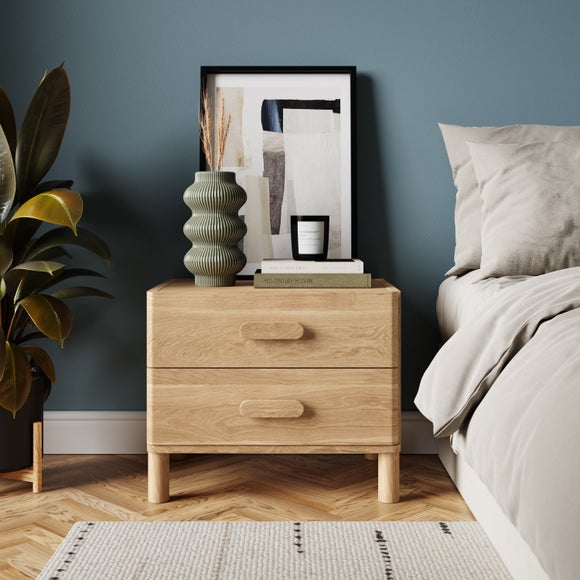 Hatton 2 Drawer Wide Bedside Table by Dunelm | ufurnish.com