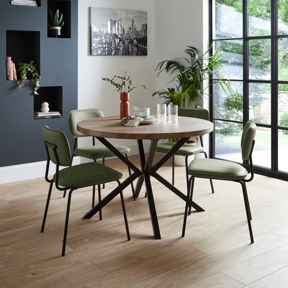 Ezra Round 4 Seater Dining Table, Rustic Wood Effect by Dunelm ...
