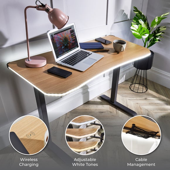 X Rocker Living Woodgrain Desk with Wireless Charging, 140x60cm by ...