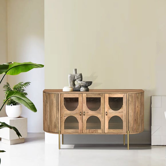 Indus Valley Orbit 3 Door Glass Sideboard by Dunelm | ufurnish.com