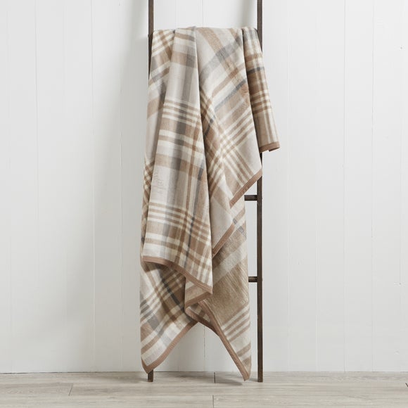 Super Soft Plaid Check Natural Throw Blanket by Dunelm | ufurnish.com