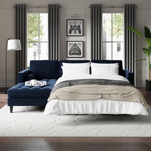 Zoe 4 Seater Corner Double Sofa Bed, Velvet by Dunelm | uFurnish.com
