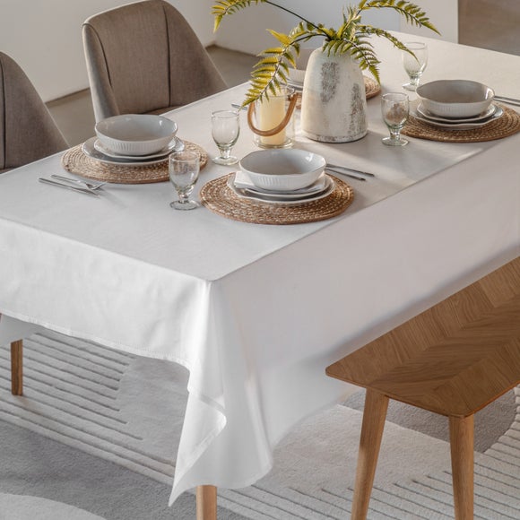 Cedar and Sage Classic White Tablecloth by Dunelm | ufurnish.com