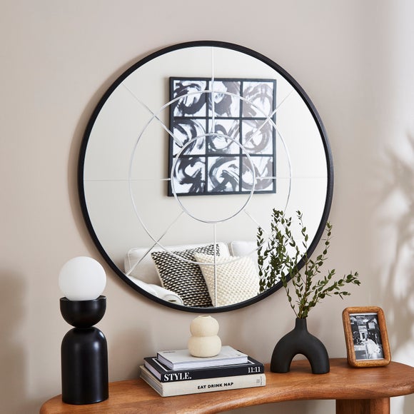 Cora Round Etched Window Indoor Outdoor Wall Mirror by Dunelm ...