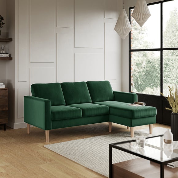 Jacob Velvet Reversible Small Corner Chaise Sofa by Dunelm | ufurnish.com
