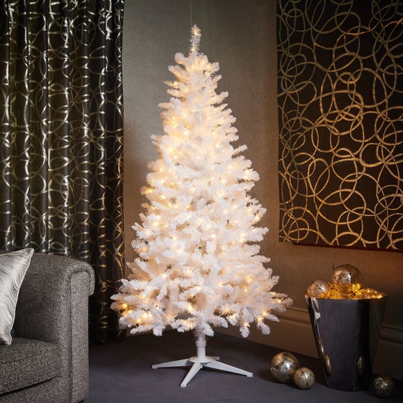 6ft Pre-lit 300 LED Sierra Crystal Frost White Spruce Christmas Tree by ...