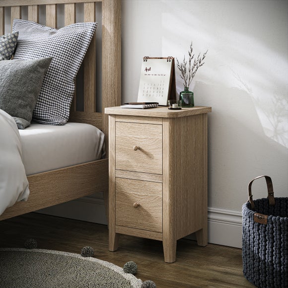 Bromley II 2 Drawer Slim Bedside Table by Dunelm | ufurnish.com