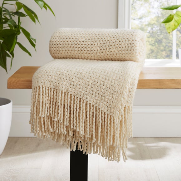 Sofia Knit Throw Blanket 130cm x 180cm by Dunelm | ufurnish.com