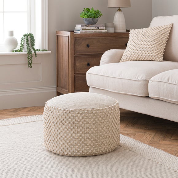 Jersey Bobble Round Pouffe by Dunelm | ufurnish.com