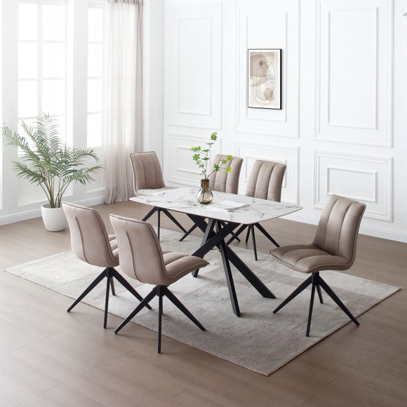 Indus Valley Aura Dining Table With 6 Aura Chairs by Dunelm | ufurnish.com