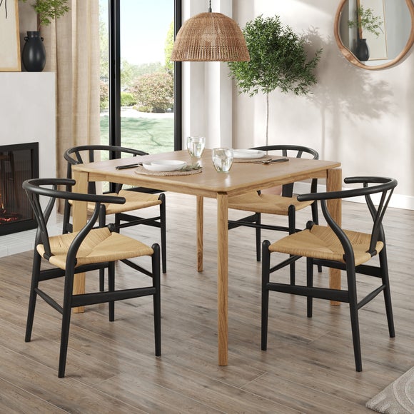 Hudson 4 Seater Square Extendable Dining Table, Oak by Dunelm ...