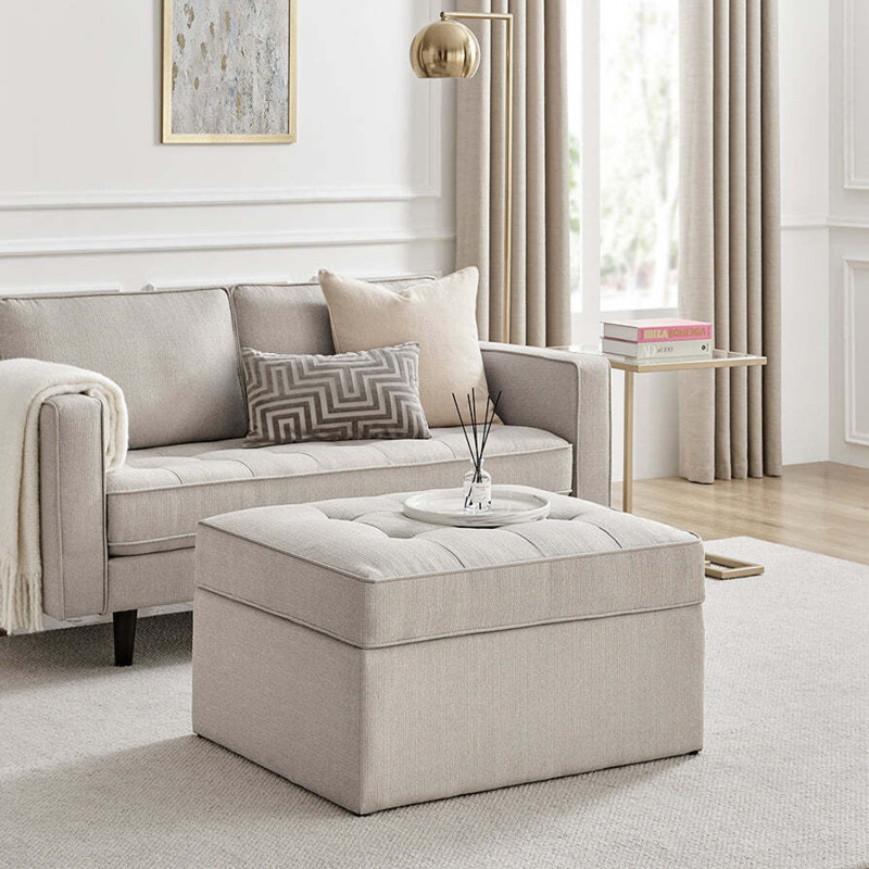 DUSK Sloane Pouffe - Stone Grey by Dusk | ufurnish.com