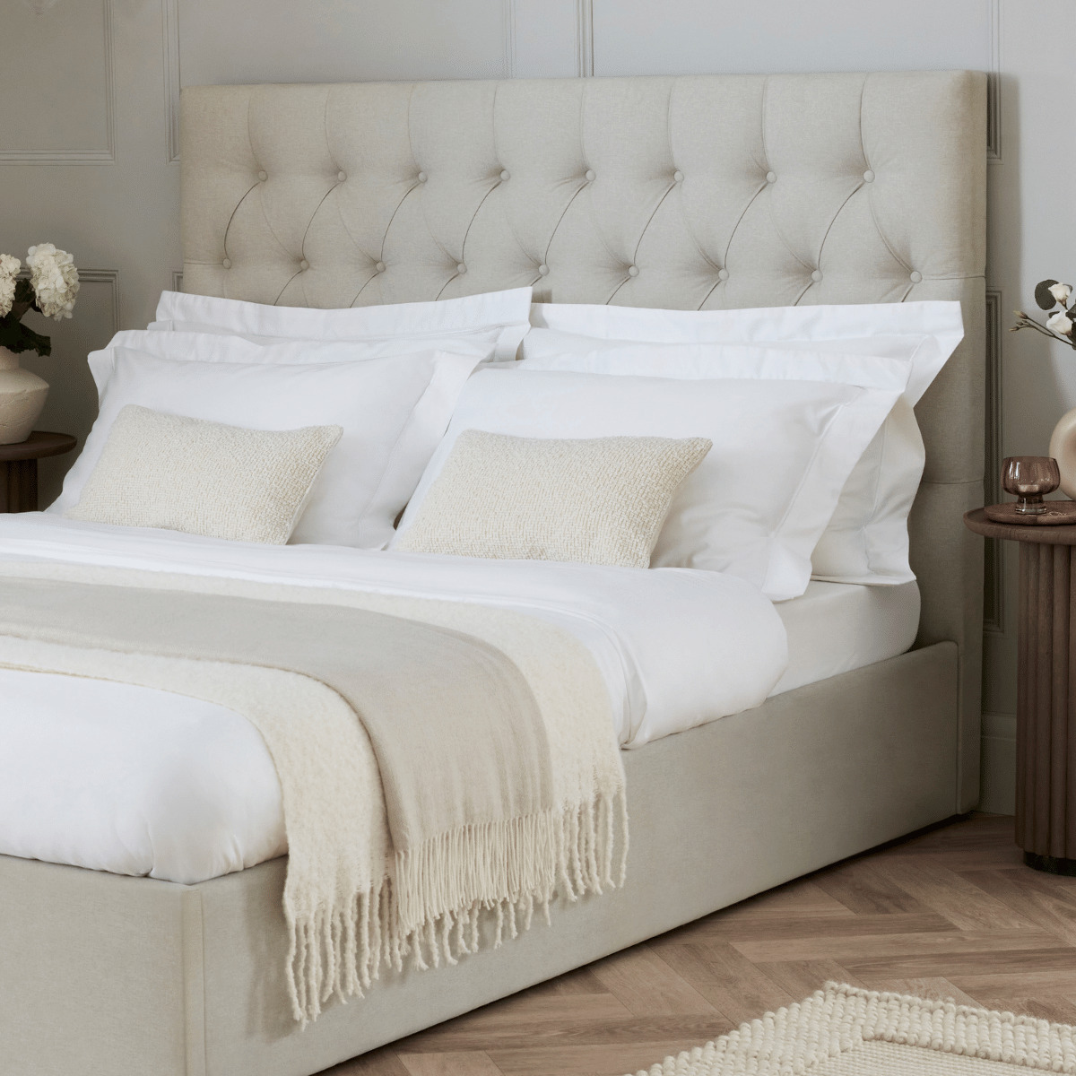 DUSK Middleton Ottoman Storage Bed - Double - Natural - Linen Look by ...