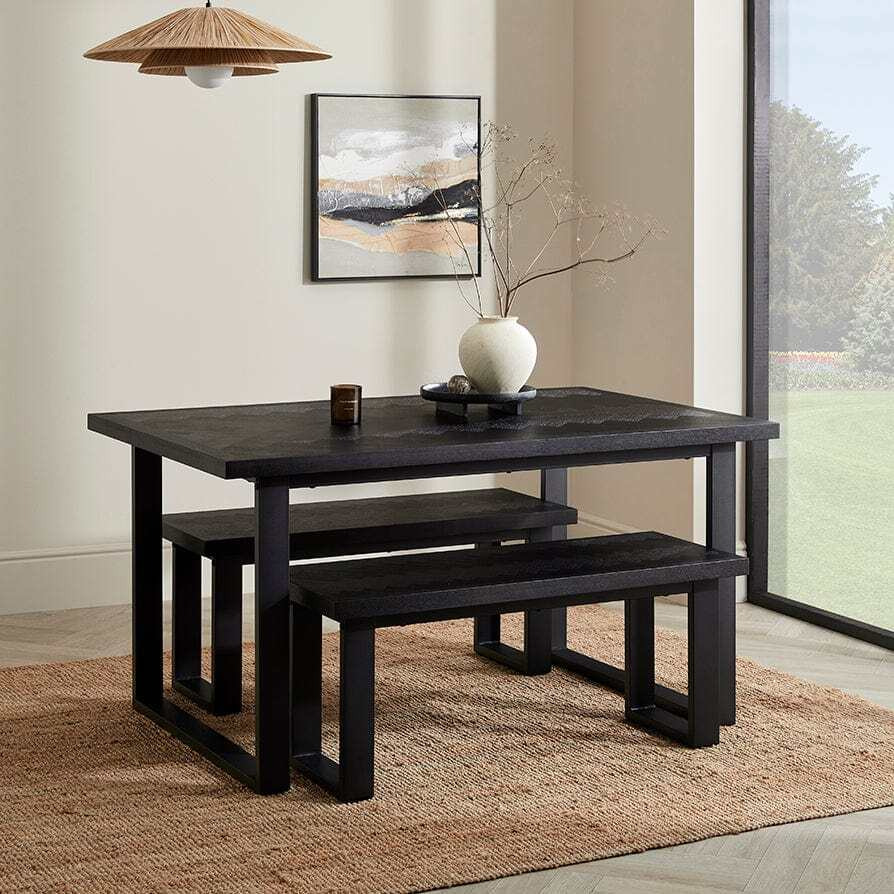 DUSK Harper Chevron Dining Table - Black - 4-6 Seater by Dusk ...