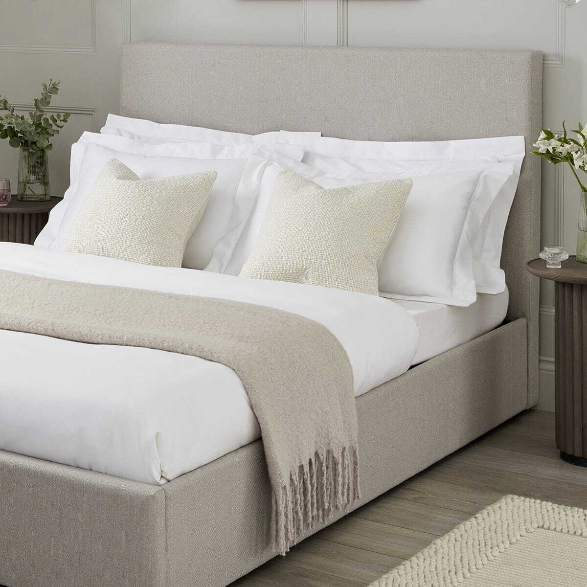 DUSK Hampton Ottoman Storage Bed - Double - Stone Grey - Linen Look by ...