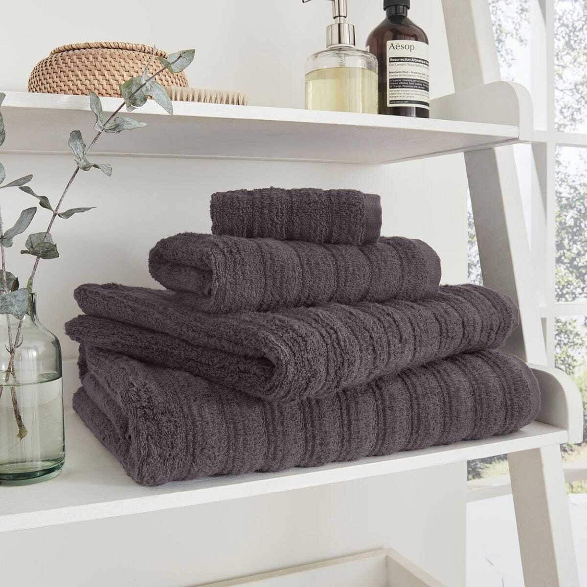 DUSK Monaco Bath Towel 70 x 130cm - Charcoal Cotton Pipe Trim by Dusk ...