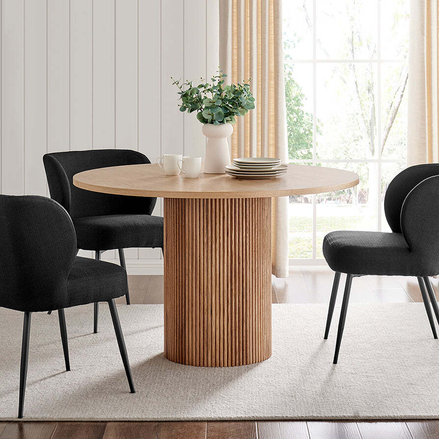 DUSK Hattie Panel 4-6 Seater Dining Table - Natural by Dusk | ufurnish.com