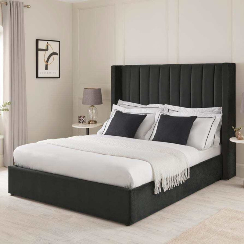 DUSK Madison Ottoman Storage Bed - Ink - Double by Dusk | ufurnish.com