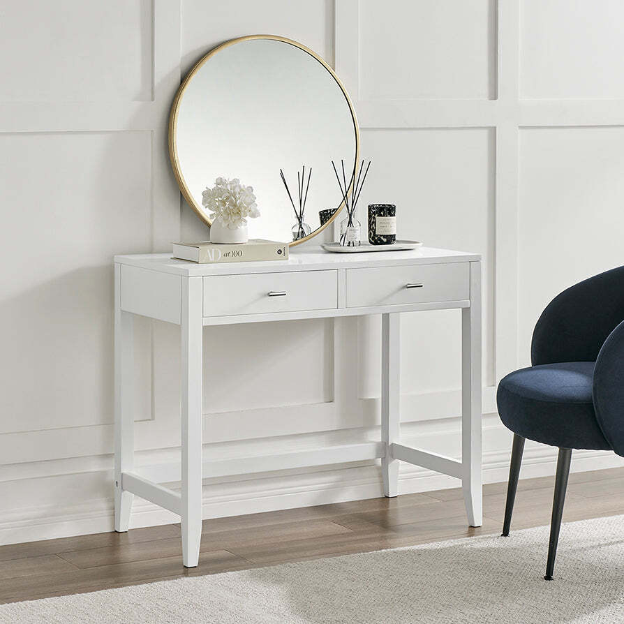 DUSK Poppy Console Dressing Table - White/Silver by Dusk | ufurnish.com
