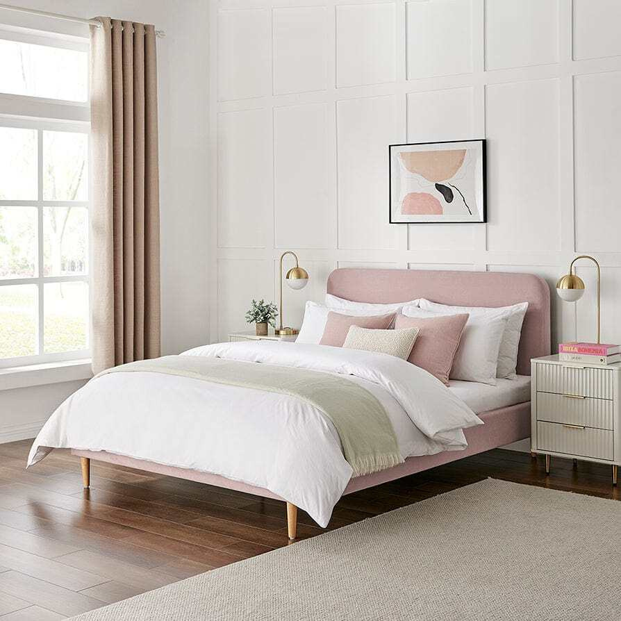 DUSK Ascot Bed Frame - Pink - King Size by Dusk | ufurnish.com