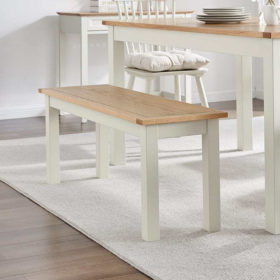 DUSK Alice Dining Bench - Oak/Cream by Dusk | ufurnish.com