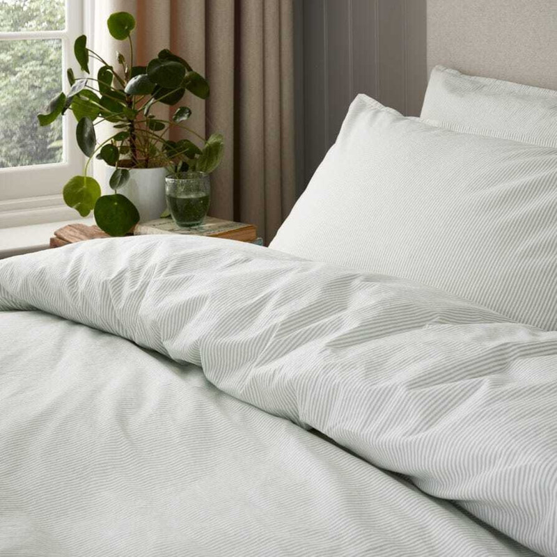 DUSK Rio Duvet Cover - 200 TC - Washed Cotton - King Size - Sage Stripe ...